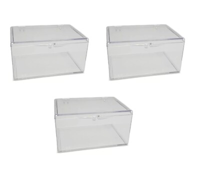 (Pack of 3) CSP 100-Card Size Hinged Plastic Box For Trading Cards Snap ...