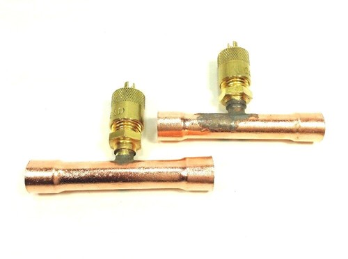 NEW 2-PACK Copper Tee 3/8 Tube Wrench Cap Valve Core Braze Fitting ...