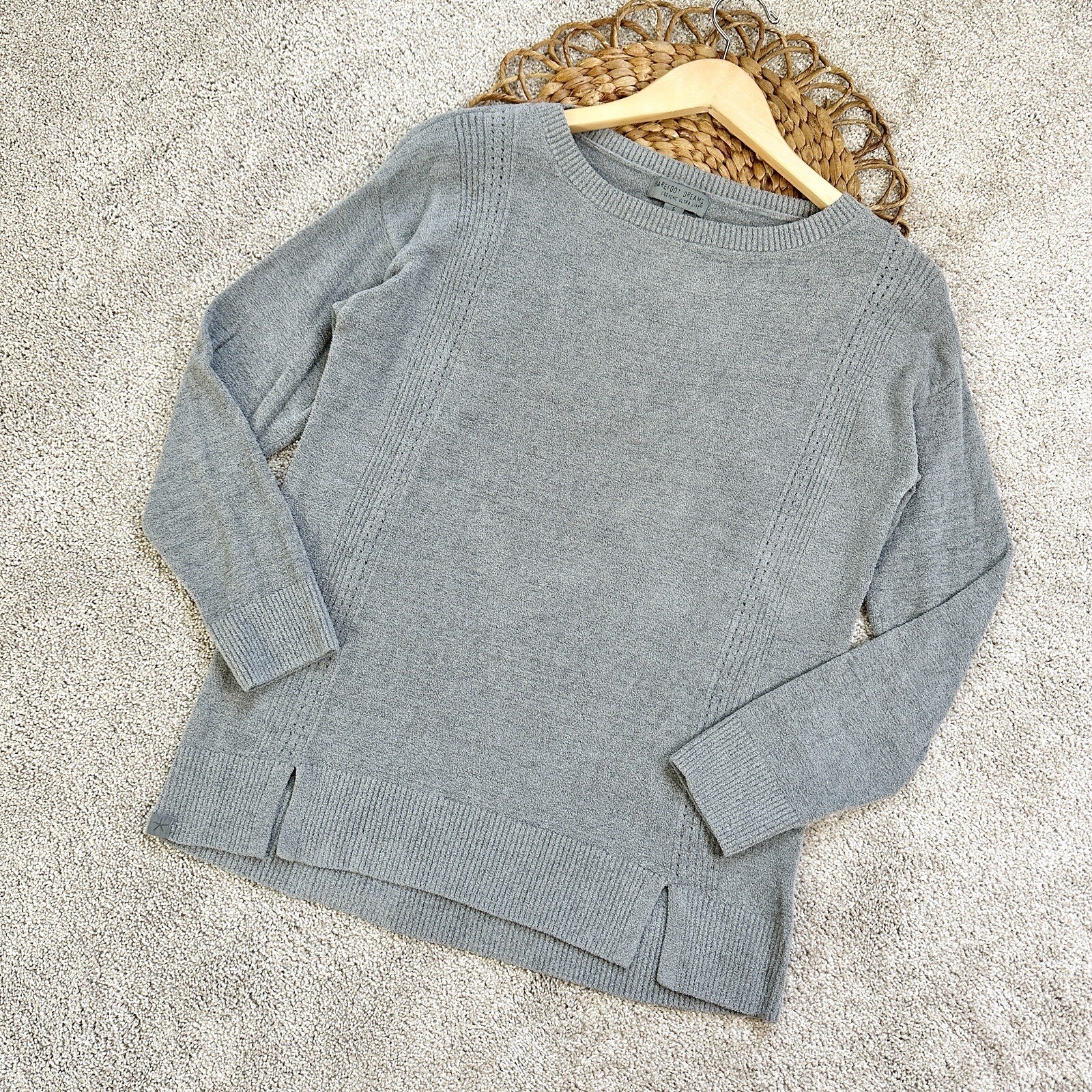 Barefoot Dreams CozyChic Ultra Lite Dockside Pullover Sweater Knit Dolphin Blue | eBay