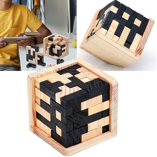 Intelligence Wooden Toy Brain Teaser Game 3D IQ Puzzle Adults Hard And ...