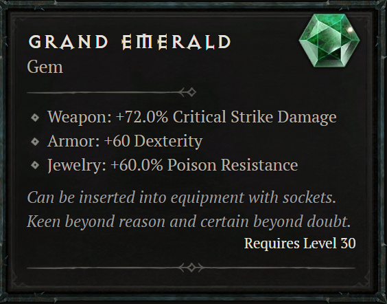 Diablo 4 Grand Emerald Gem Season 9 Hardcore HC - PC / PS4-PS5 / Xbox ...