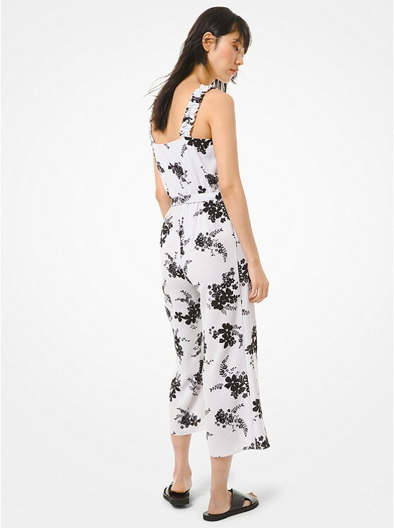 NWT Michael Kors Floral Crepe Belted Jumpsuit M | eBay