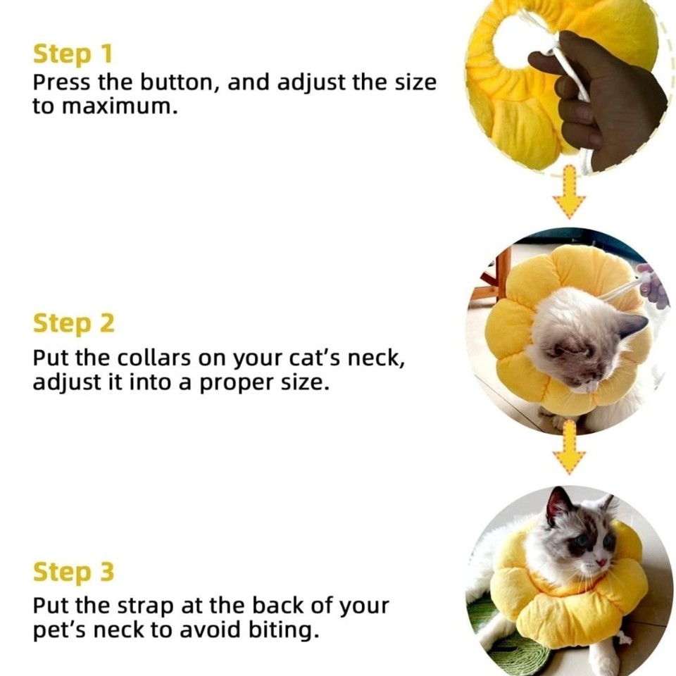 KUDES Cat Small Dog Recovery Collar, Cute Sunflower Neck Cone After ...
