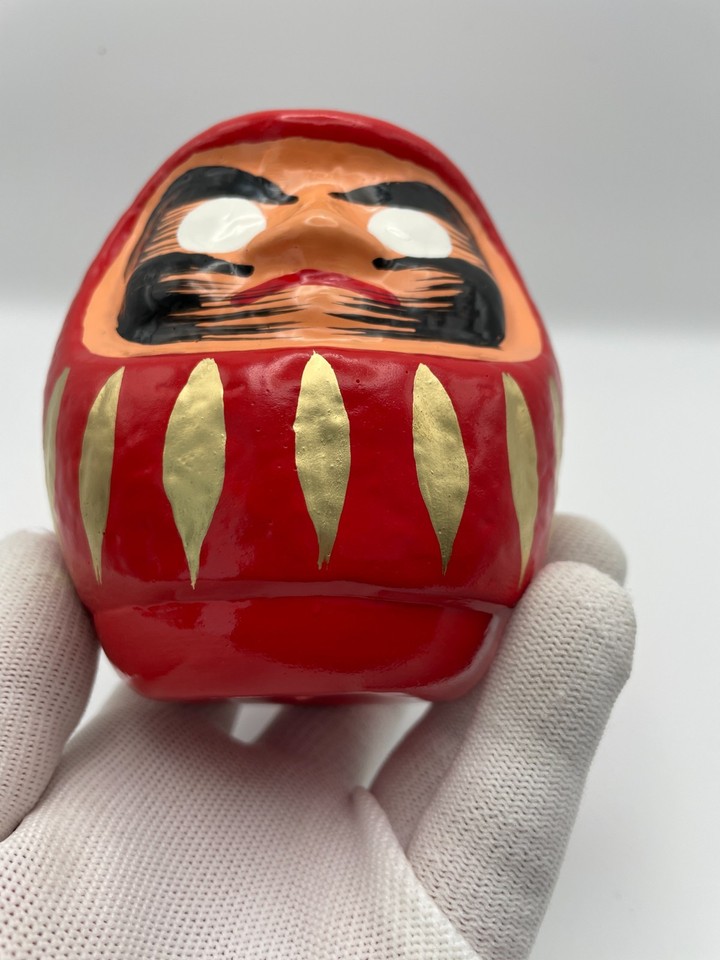 Traditional Japanese Red Daruma Doll Clay Good Luck Made in Japan 3.9 ...