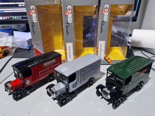 3x CORGI CLASSICS 1/43 THORNYCROFT VAN SAFEWAY CASTROL DUCKHAMS DIECAST ...