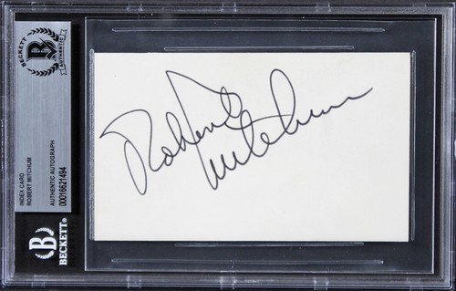 Robert Mitchum The Night of the Hunter Signed 3x5 Index Card BAS ...