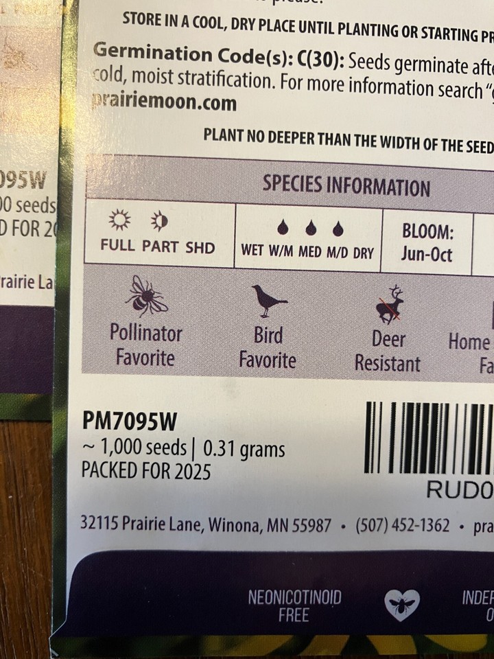 Black-eyed susan (Rudbeckia hirta) seeds Prairie Moon Nursery | eBay