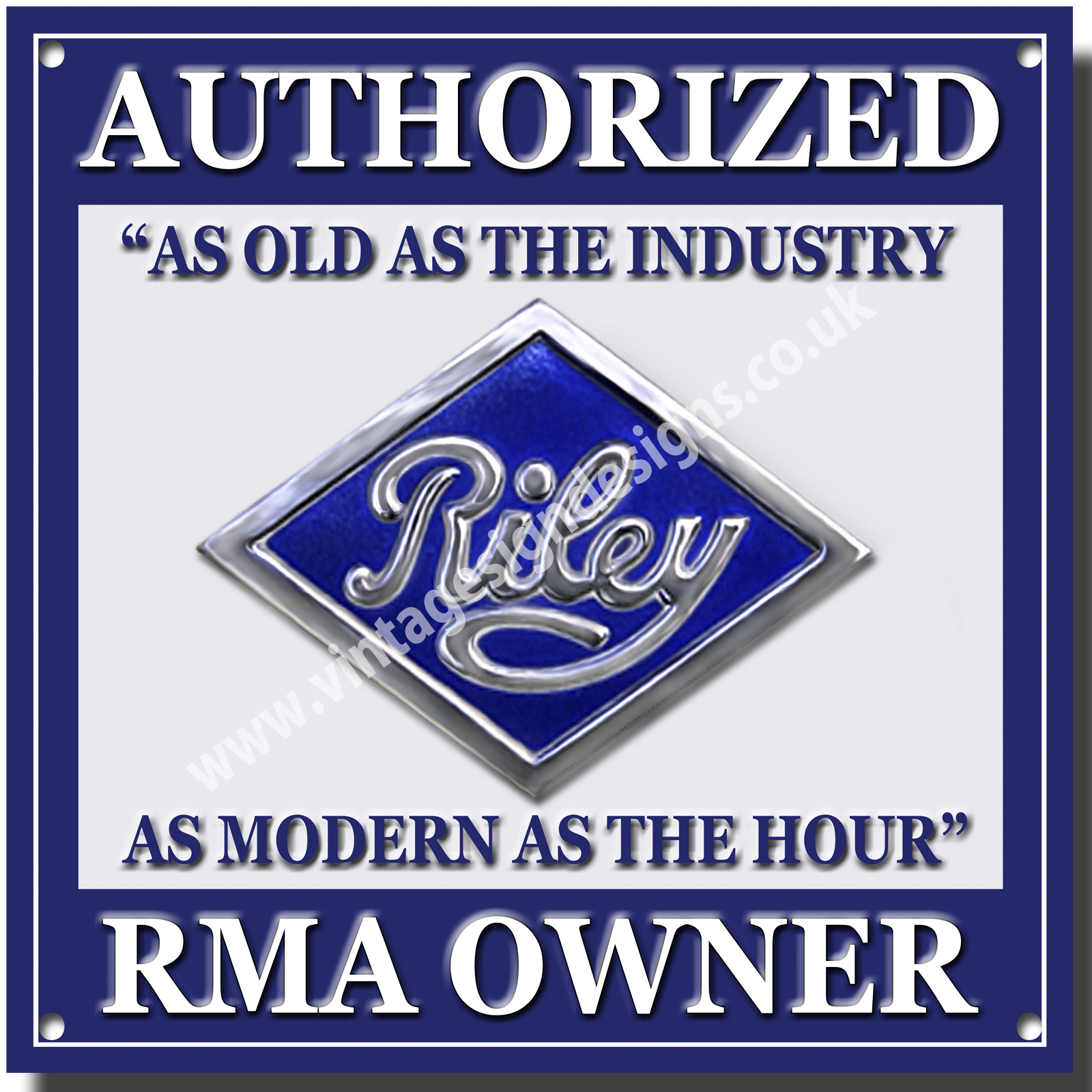 RILEY AUTHORIZED RMA OWNER METAL SIGN.CLASSIC BRITISH RILEY CAR.VINTAGE ...