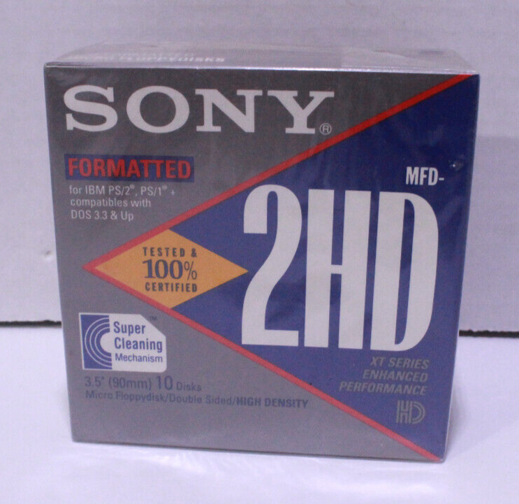 Sony MFD2HD 1.44MB XT Series 3.5" Micro Floppy Disc 10 Pack Factory ...