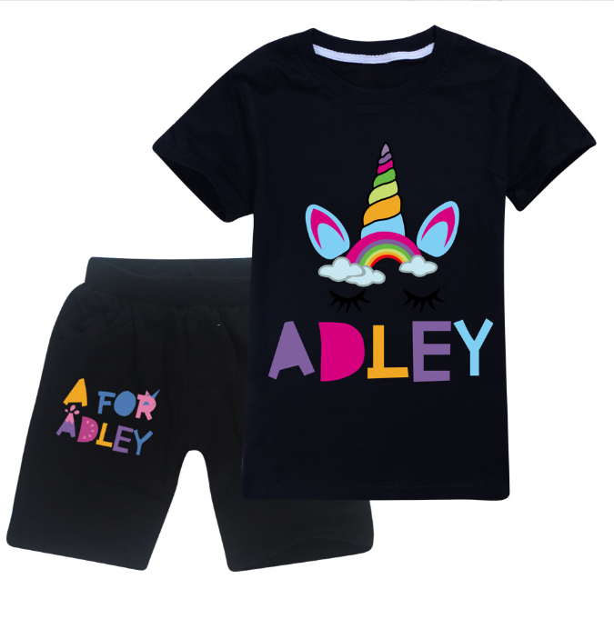 Kids A for Adley Youtube T-Shirt Tracksuit Top +Shorts Merch Casual ...