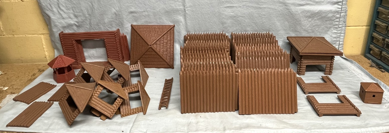 Huge Lot of Vintage 1960s Marx Fort Apache Stockade Fence Block Houses ...