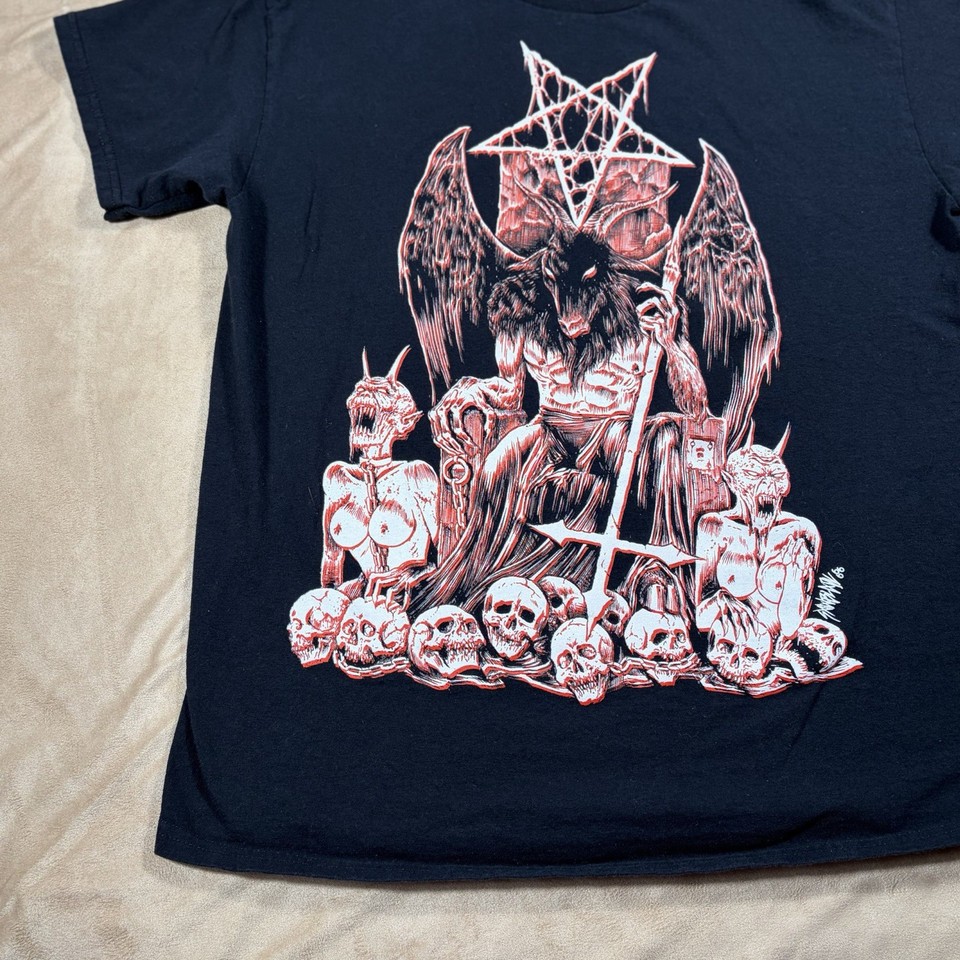 Sawblade 666 Shirt Black Red Demon Design Large Gigar Blasphemy Devil ...