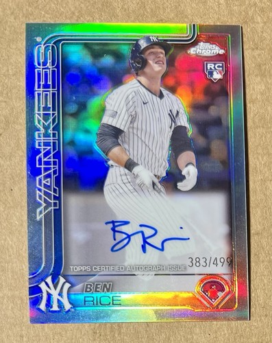 2025 TOPPS CHROME BEN RICE #RA-BR ROOKIE CARD REFRACTOR AUTO /499 RC ...