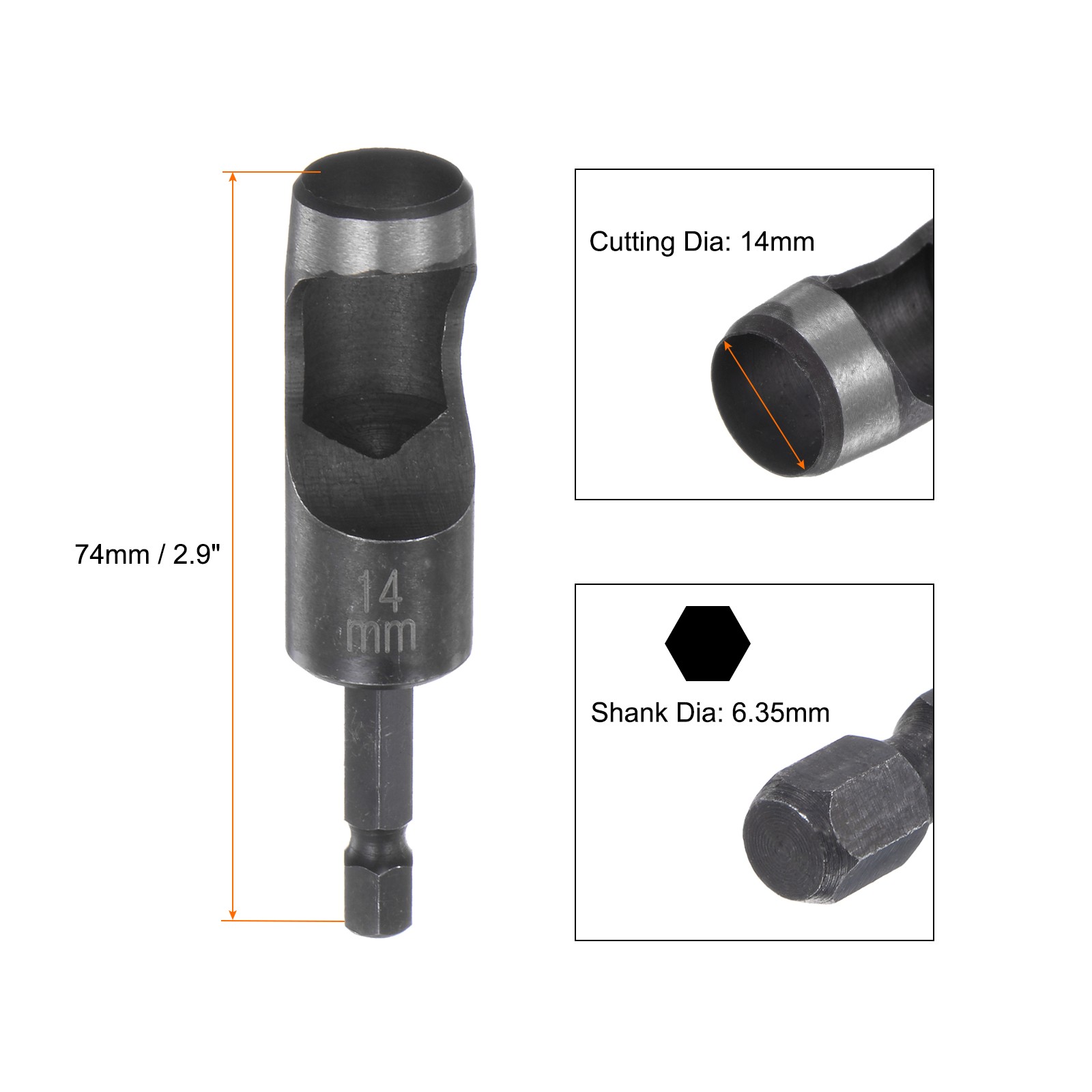 Leather Hollow Punch Hex Shank Drill Bit, 14mm Hole Punch for Fabrics