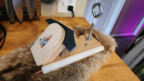 UPGRADED OAK FLINT KNAPPING JIG With UHMW ROD ISHI STICK PRESSURE ...