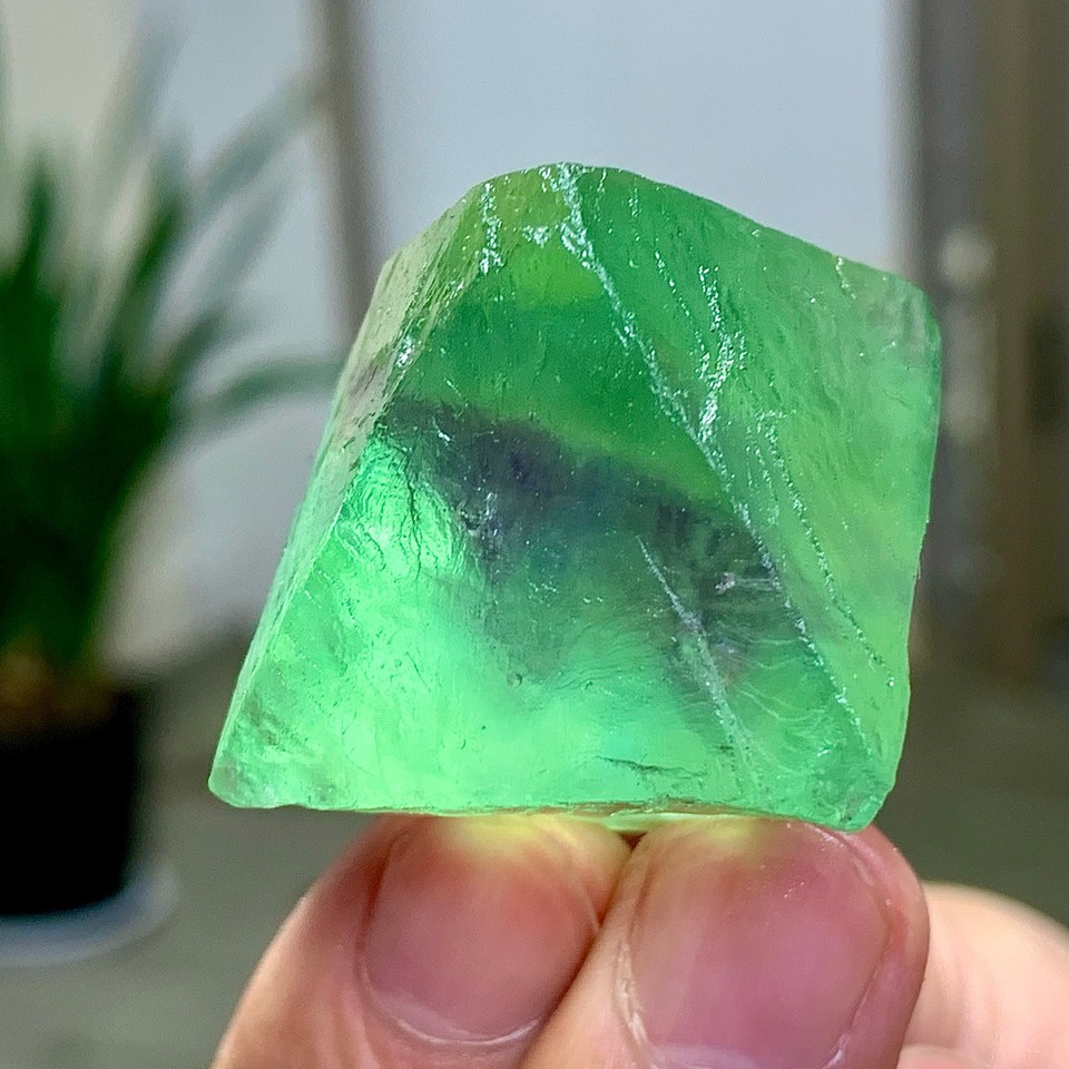 42G Natural green fluorite octahedron quartz crystal healing | eBay UK