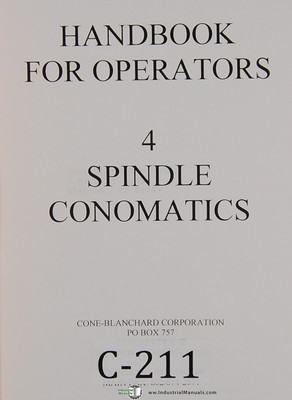 Cone Blanchard Conomatic Lathes, Operations Manual | eBay