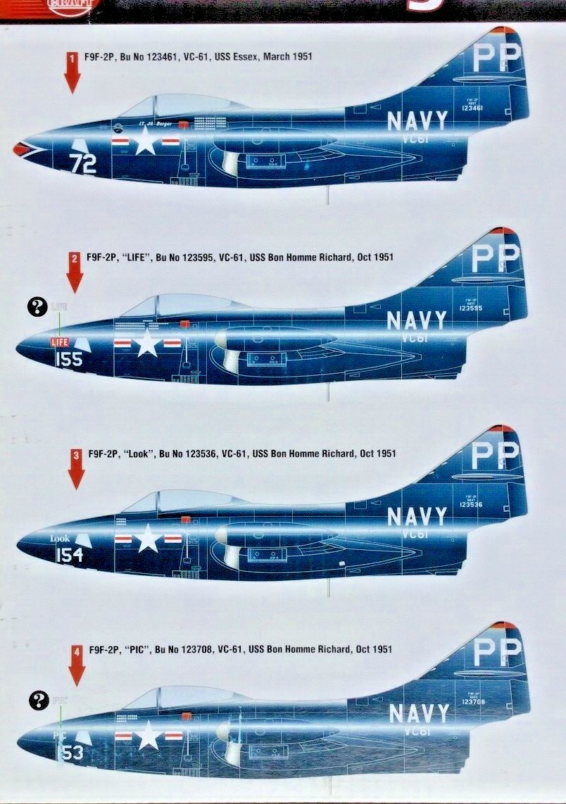 HOBBYCRAFT 1/48 U.S. NAVY AMERICAN PANTHER F9F-2P PHOTO RECON JET MODEL ...