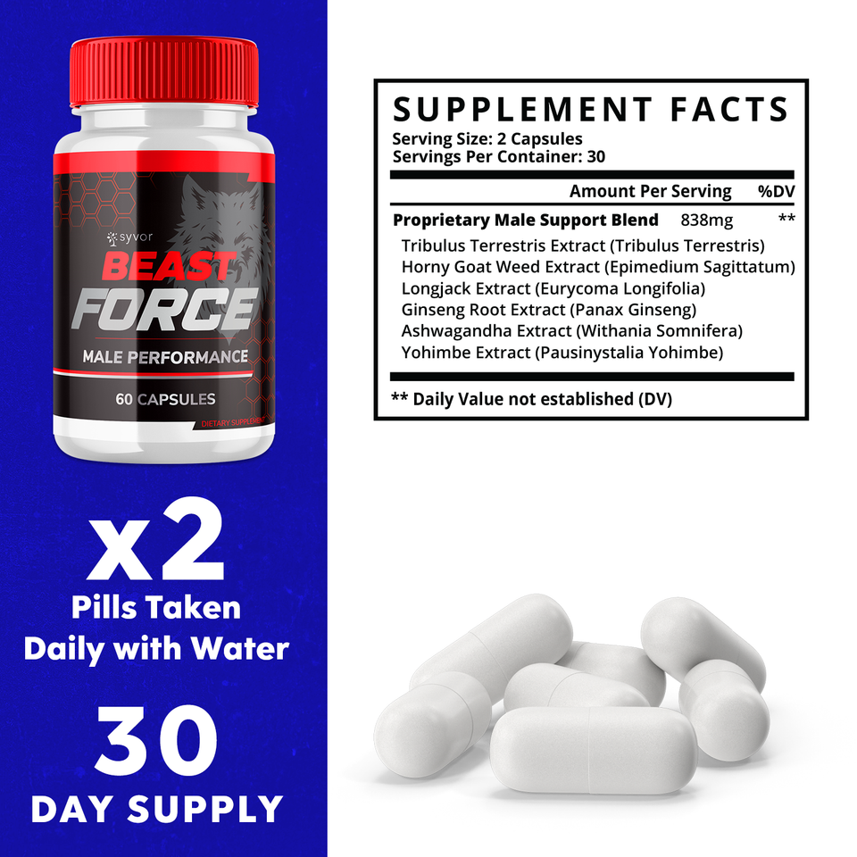 Beast Force Male Support Vitamin Max Strength Supplement for Men 180 ...