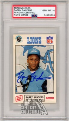 Barry Sanders 1989 Oscar Mayer Autograph Rookie Card PSA/DNA 10 | eBay