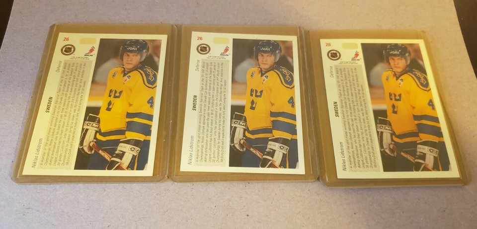 1991-92 Upper Deck Hockey English 26 Niklas Lidstrom Rookie RC Card Lot ...