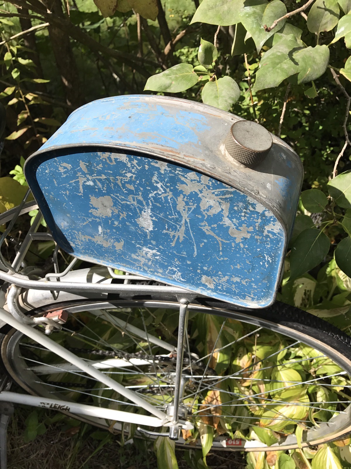 vintage OIL TANK MOTORCYCLE old blue dry paint 1940 repurpose | eBay
