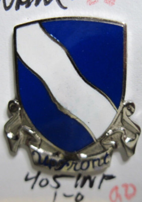 Army crest DUI DI CB clutchback 405th INFANTRY REGIMENT inf rgt 1-O ...