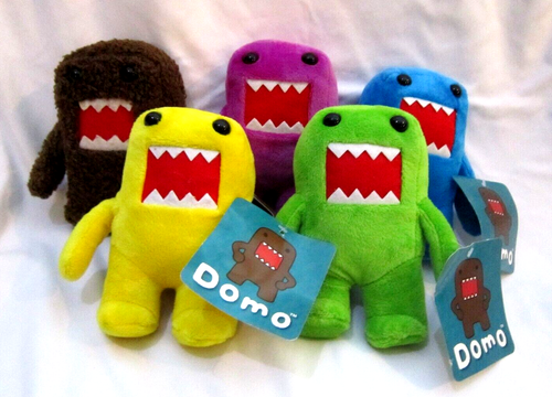 5 Piece Domo-Kun 6" Soft Blue,Yellow,Lime Green,Purple,and Brown Plush ...