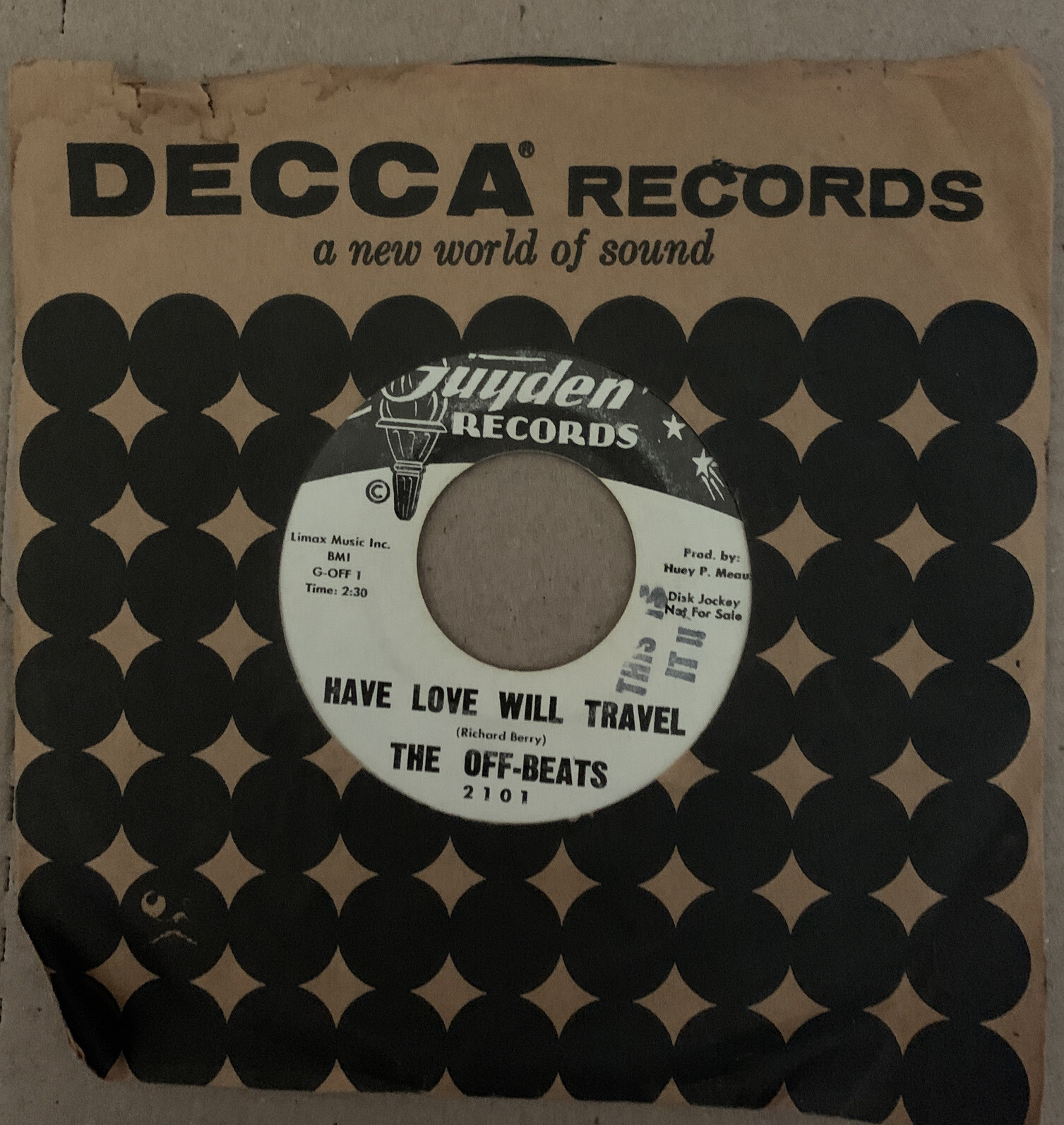 The Off-Beats Vinyl 45 RPM DJ Edition Guyden Records Vintage White ...