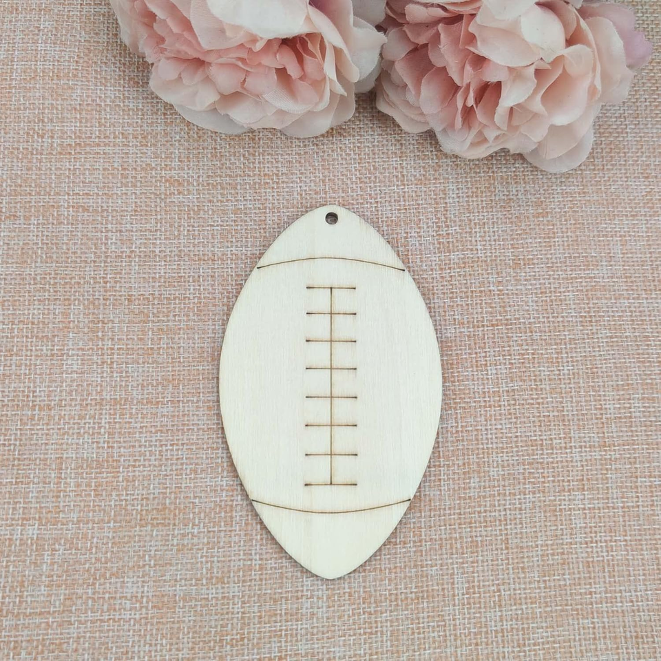 20Pcs Football Wood DIY Crafts Cutouts Wooden Football Shaped Hanging ...
