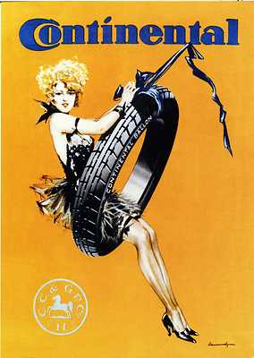 CONTINENTAL TYRES ..Retro Advertising Poster Various Sizes | eBay