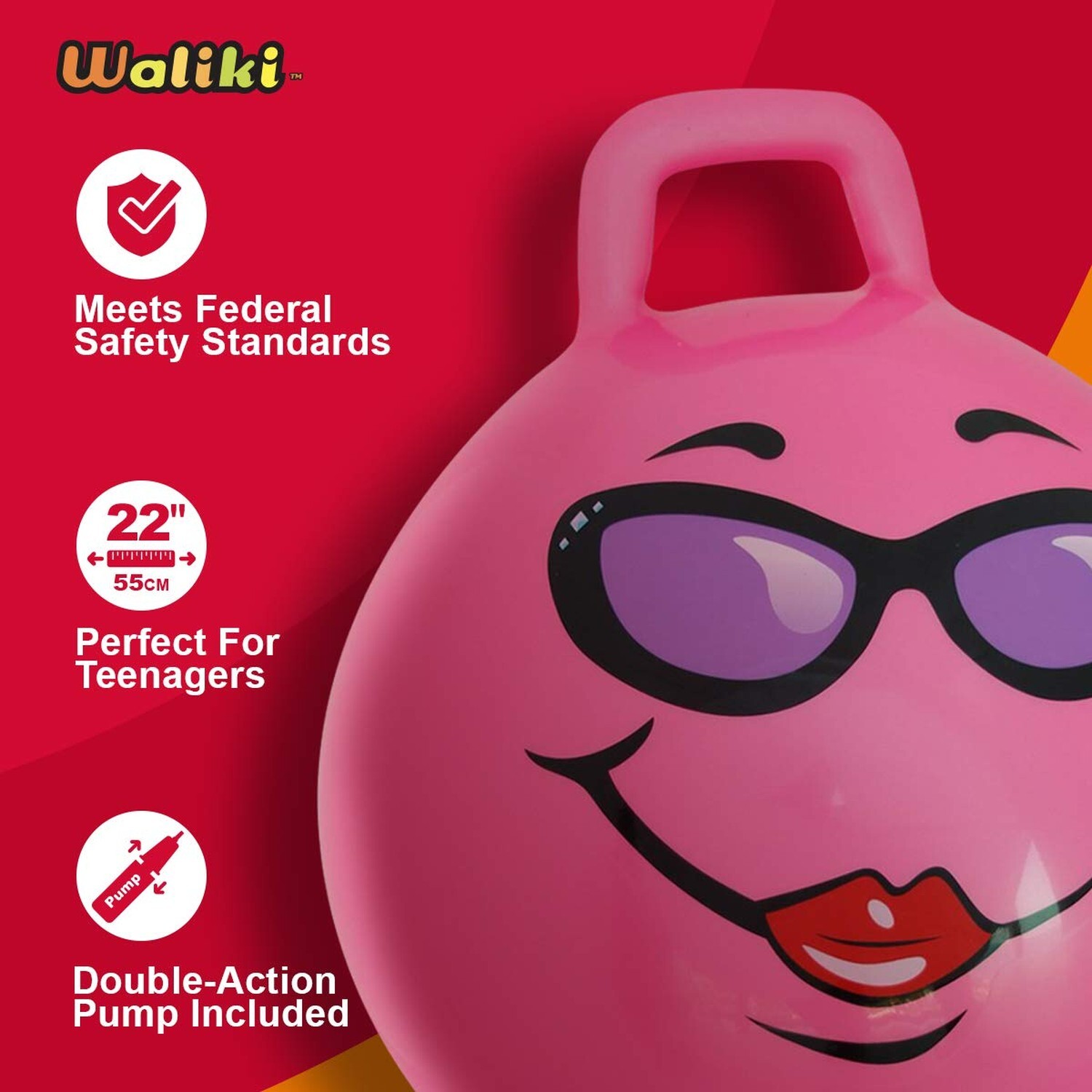Waliki Toys Hopper Jumping Pink Ball 22 Inches for Teenagers Ages 10-14 ...