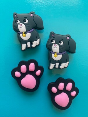 4 Shoe Charm Cat Kitty Cat Paws Button Plug Pin Accessories Compatible ...
