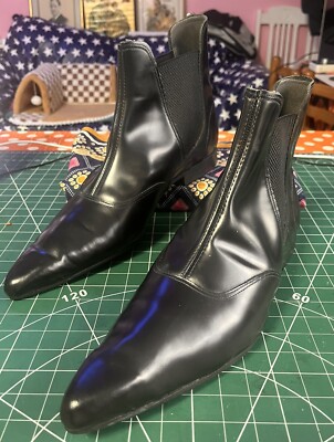762/00 Mens NM Black Sz 11 Fantasy Flat Heeled Leather Chelsea Boot ...