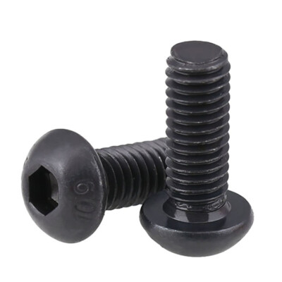 Black Button Head Hex Socket Screws M2-M4 Round Pan Head Allen Bolts ...