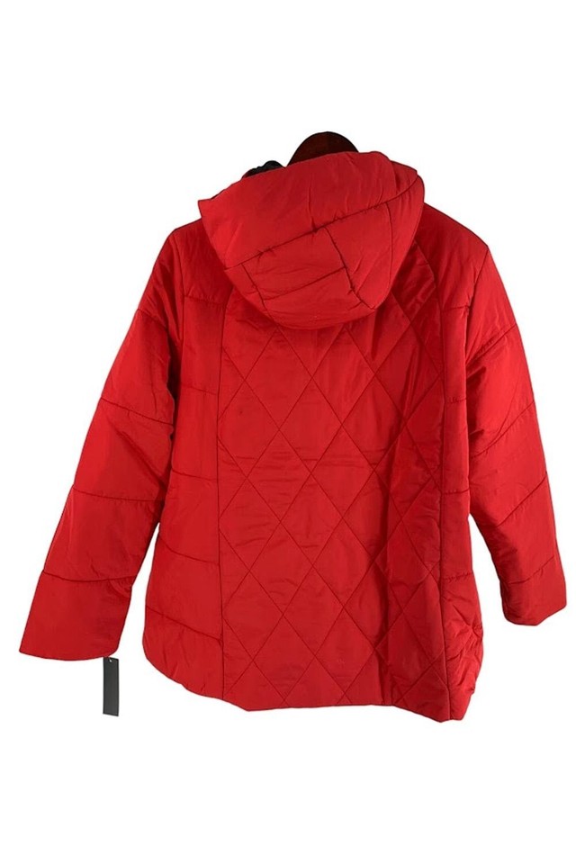 Nuage Diamond Quilted Peach-Skin Jacket with Fixed Hood Red | eBay
