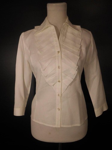 Beautiful Women's PP Petite P Jones New York White Pleated Bib LS ...