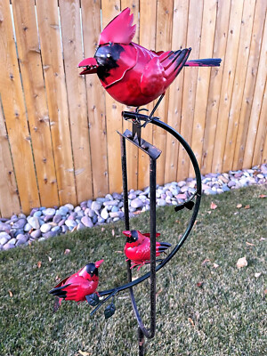 Rocking Kinetic Metal Triple Cardinal Yard Stake Balanced Wind Spinner ...