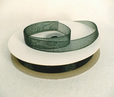 5/8"x100 yards hunter green sheer organza nylon edge, sheer organza ...