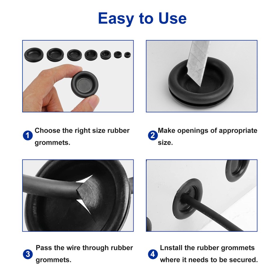 170pcs Rubber Grommet Assortment Kit Set Firewall Hole Electrical ...