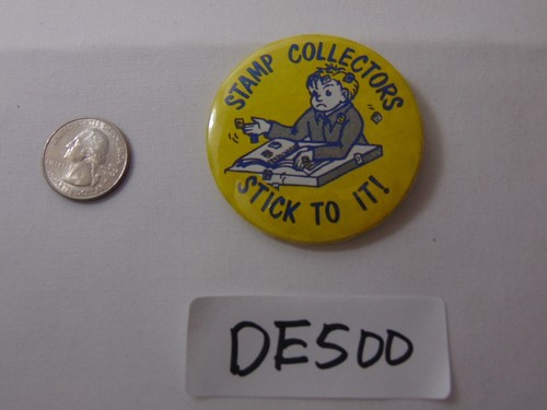 Vintage Round Pin Back Pinback Button Stamp Collector's Stick to it | eBay