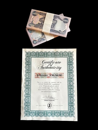 Iraqi Dinar (1) 5000 IQD Banknote Uncirculated Authentic Central Bank ...