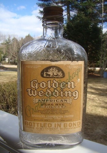 Antique Labeled GOLDEN WEDDING PURE RYE WHISKEY Bottle -MONTREAL ...