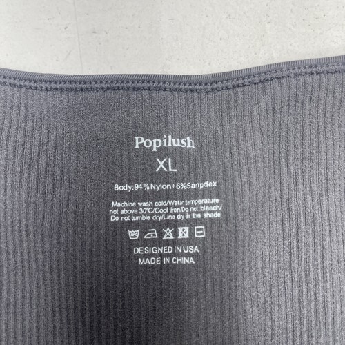 Popilush Gray Ribbed Seamless Thumbhole Long Sleeve Jumpsuit Women's ...