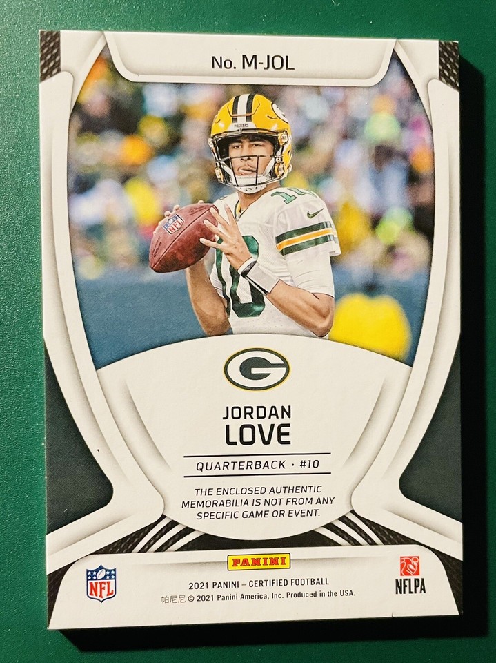 2021 Jordan Love Certified patch relic jersey # 10/25 Green Bay Packers ...