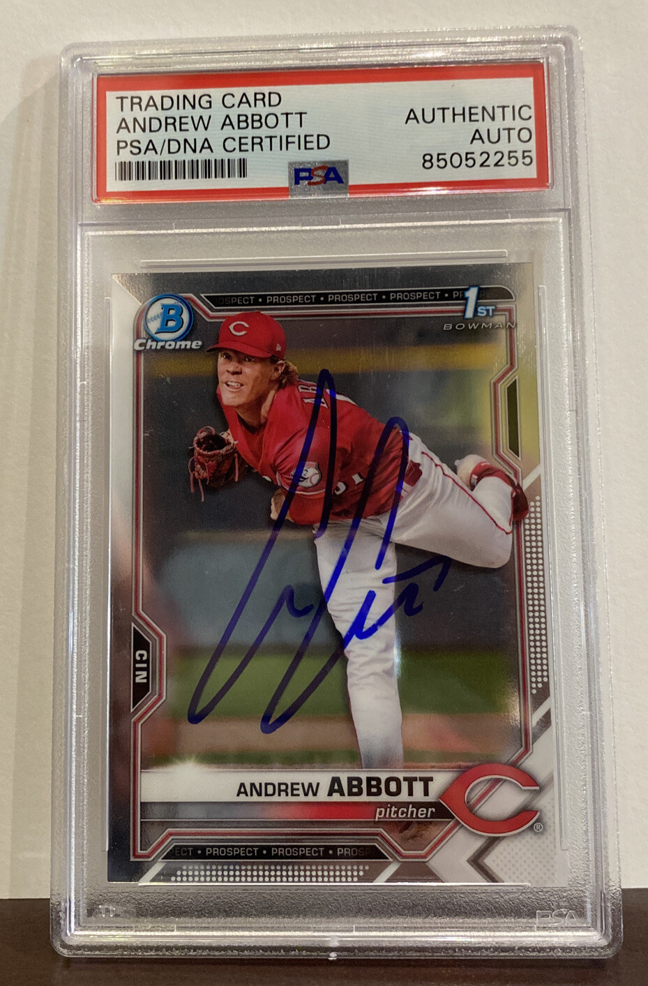 2021 1st Bowman Chrome #BDC8 Andrew Abbott Autograph RC PSA DNA ...