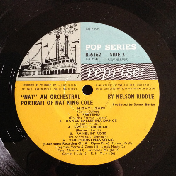 Nelson Riddle - "NAT" An Orchestral Portrait Of Nat King Cole (LP ...