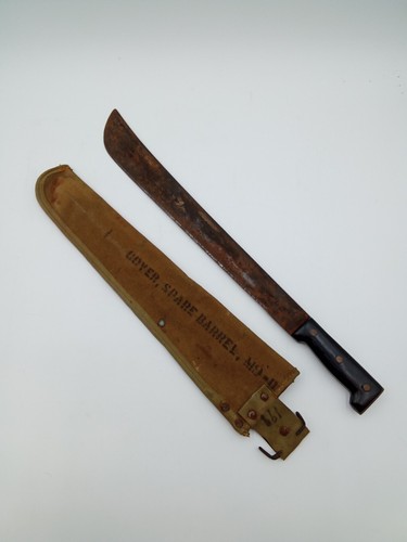 Vintage WWII 18" Machete w/M-9 Barrel Cover Sheath Tempered Steel | eBay