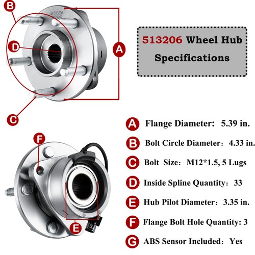 2pcs Front Wheel Hub Bearing For 05-2010 Chevy Cobalt 06-11 HHR 07-10 ...