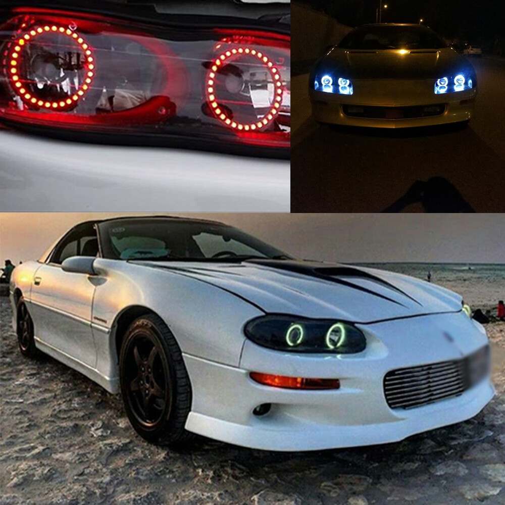 For 98-02 Chevy Camaro Headlight Retrofit RGB MultiColor LED Angel Eye ...